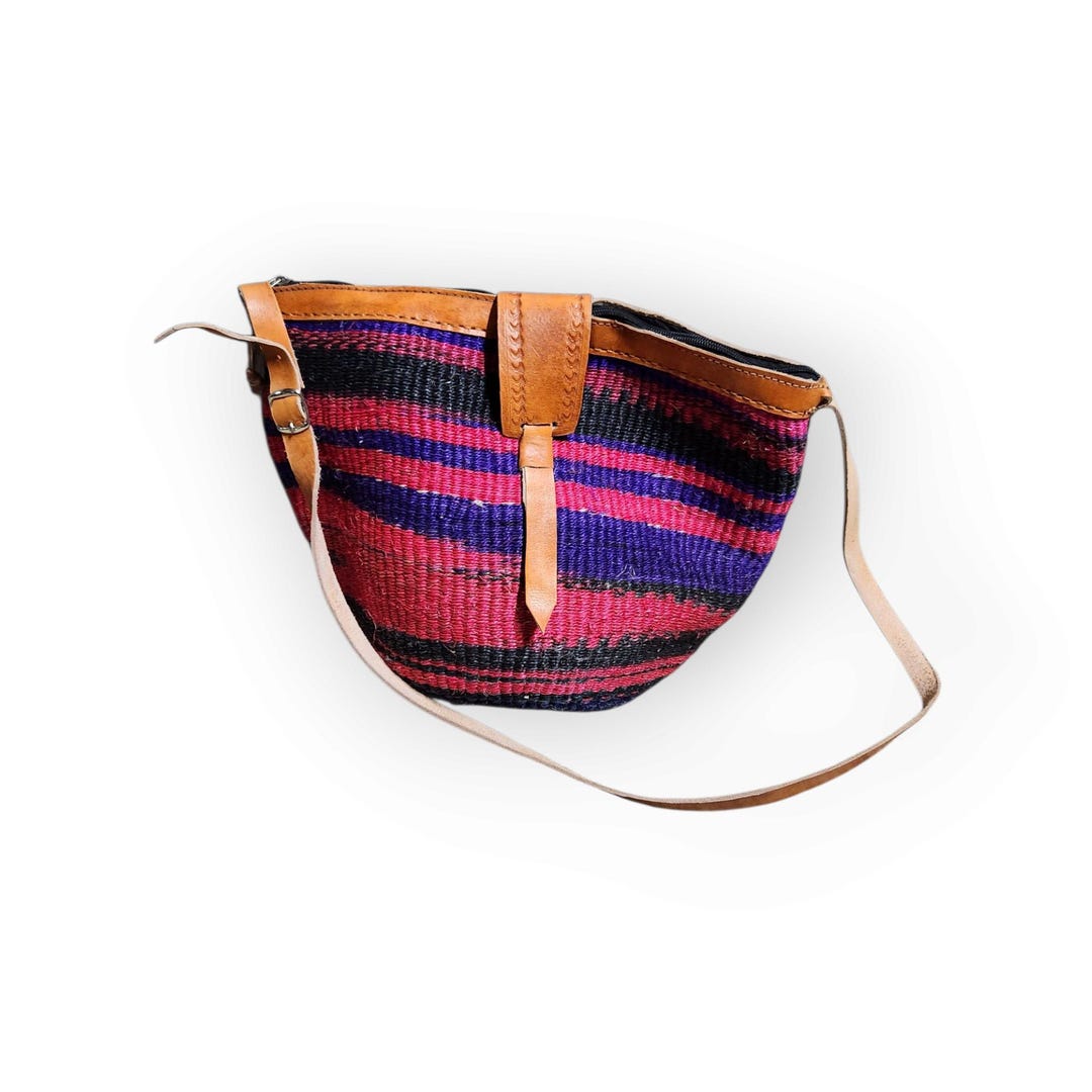 Kiondo Sling Bag, Sisal Bag, 8x8” Mini Boho Crossbody, African Sisal ...