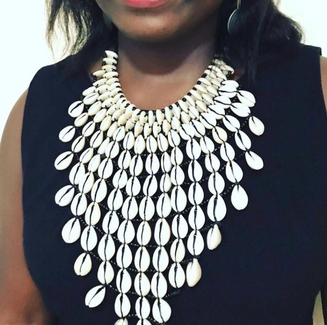 Cowrie Shell Bib Necklace: African Tribal Bohemian Jewelry - Etsy