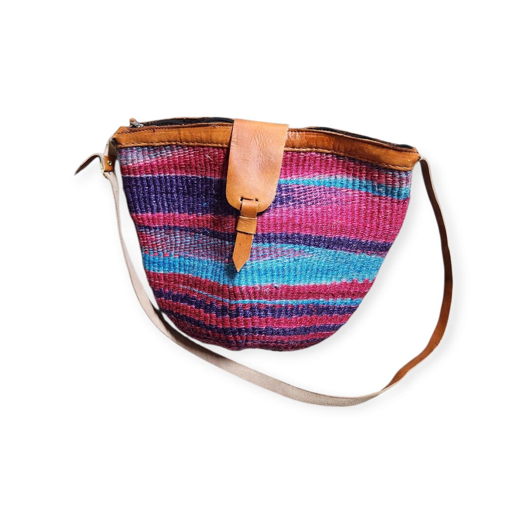 Kiondo Sling Bag, Sisal Bag, 8x8” Mini Boho Crossbody, African Sisal ...