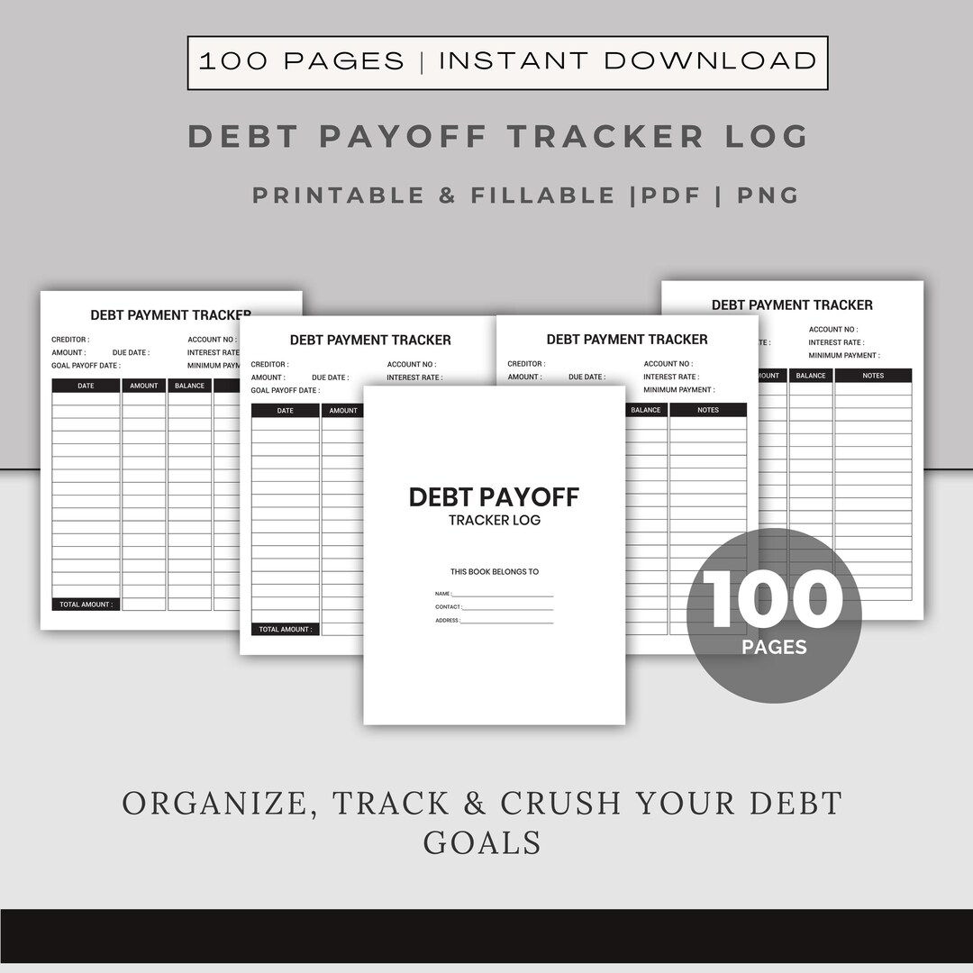 Debt Payoff Tracker Printable | PDF + PNG Debt Payment Log | Budget ...