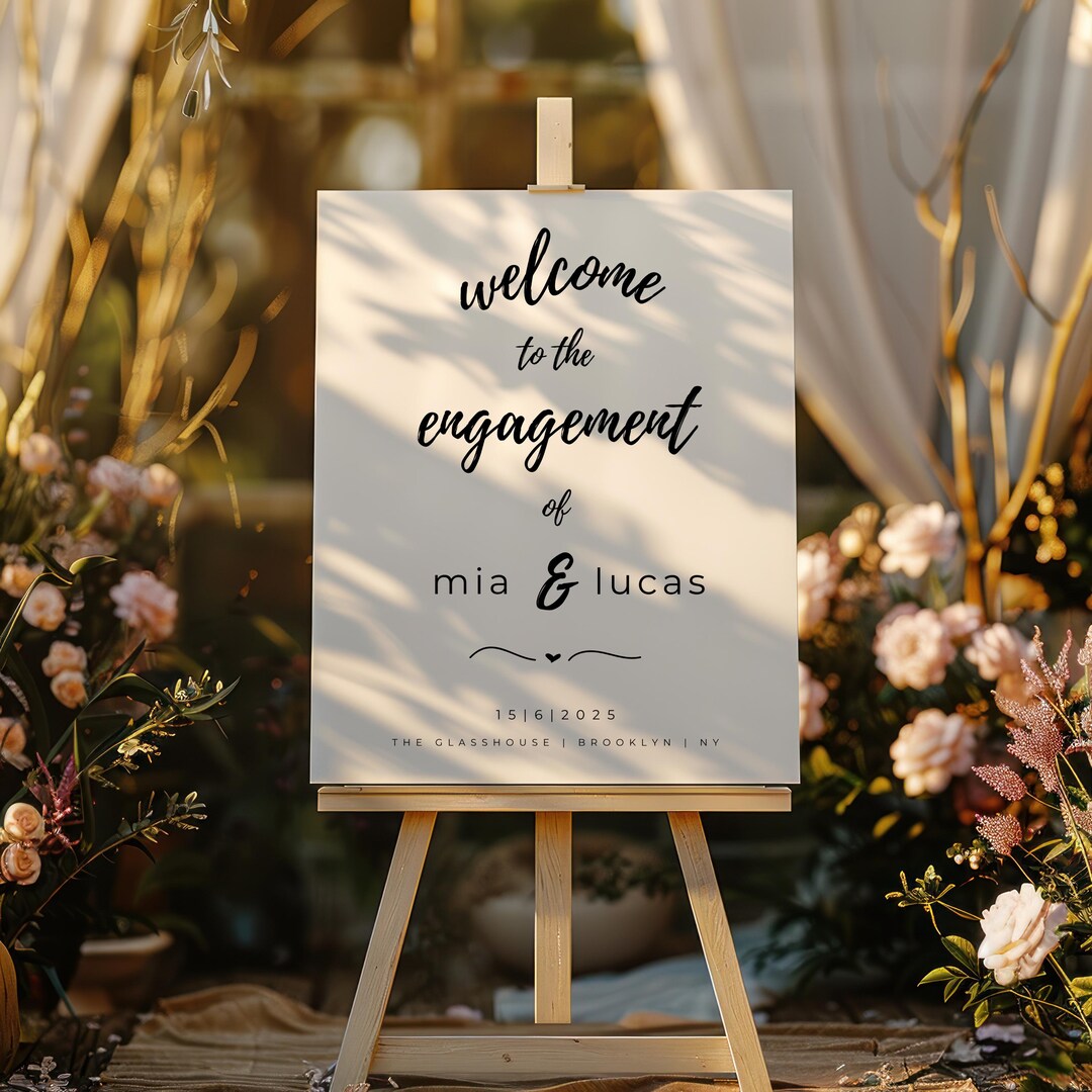 Serene Minimal Engagement Welcome Sign (24x36in) - Etsy
