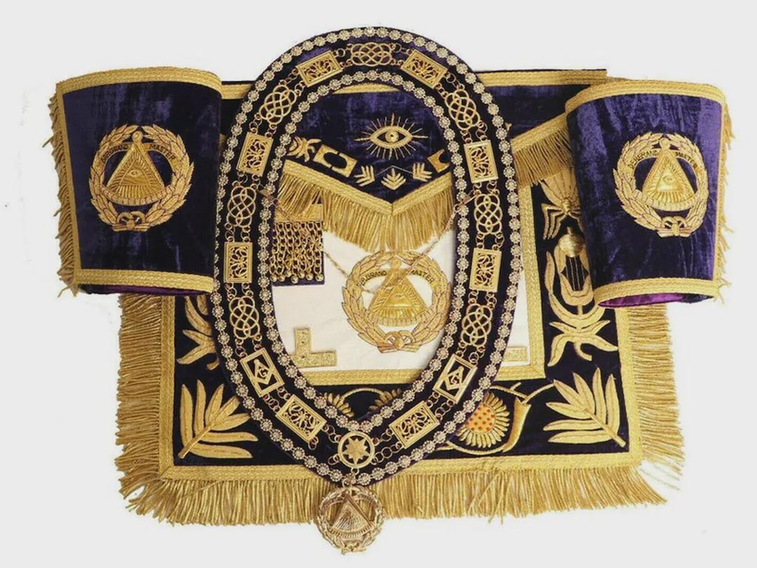 Masonic Regalia Deputy Grand Master Lambskin Apron With Chain Collar ...