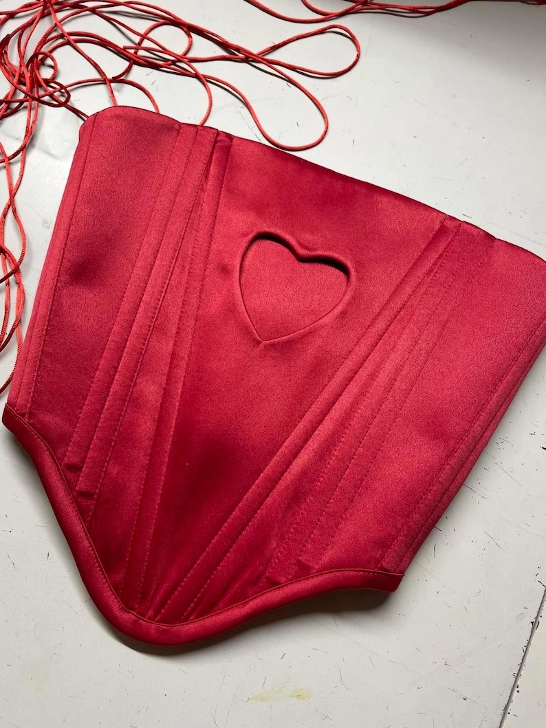 Valentine’s Day Red Heart Corset Top: Satin Lace-up Bodice, Gothic ...