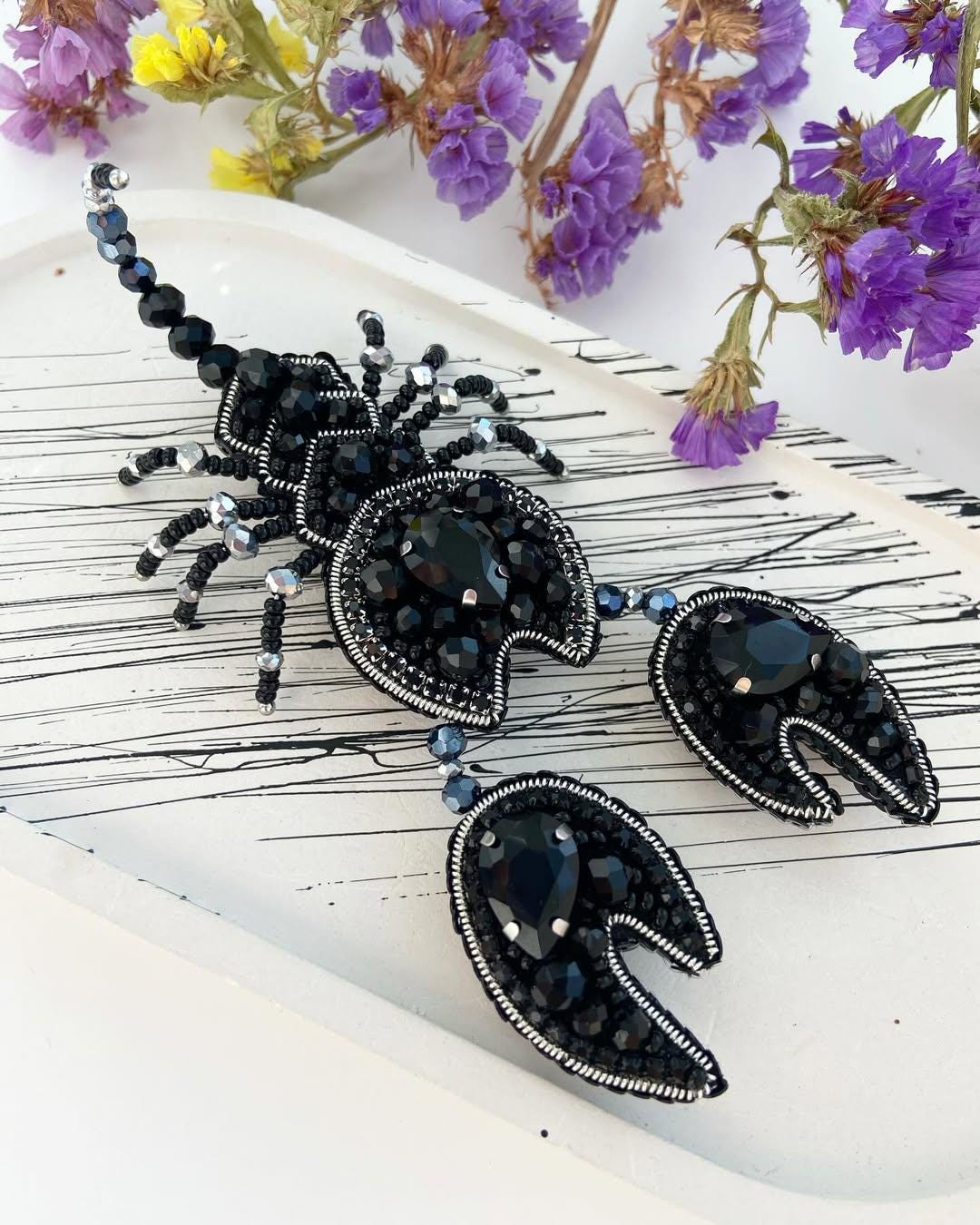 Black Scorpion Brooch, Insect Beading Brooches, Gothic Scorpion Jewelry ...