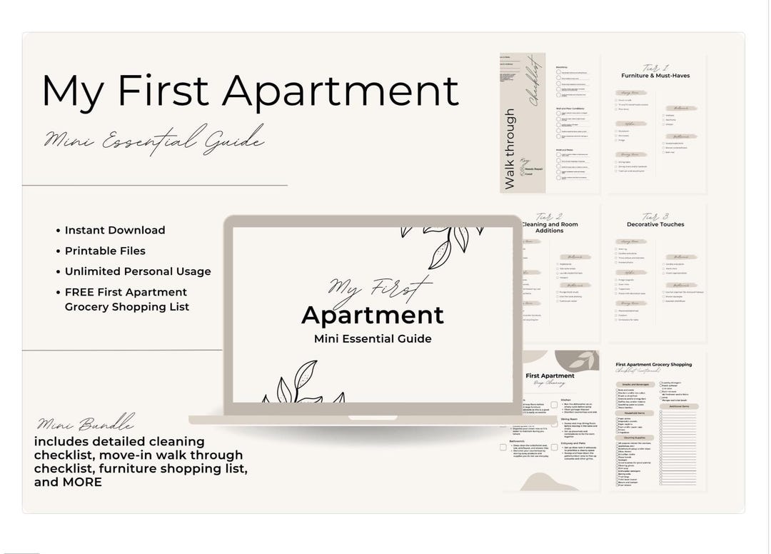 First Apartment Checklist | Printable Canva Template | Instant Download ...