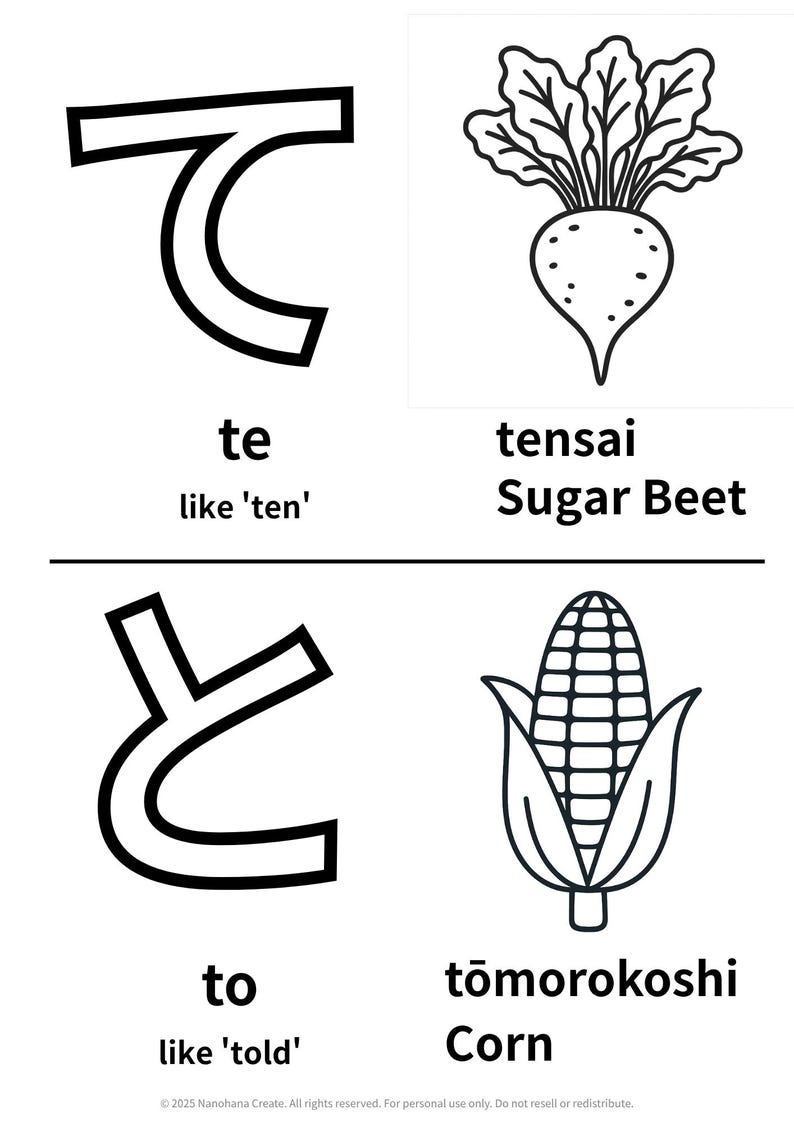 Hiragana Coloring Book Vol.2 – Japanese Alphabet × Fruits & Veggies ...