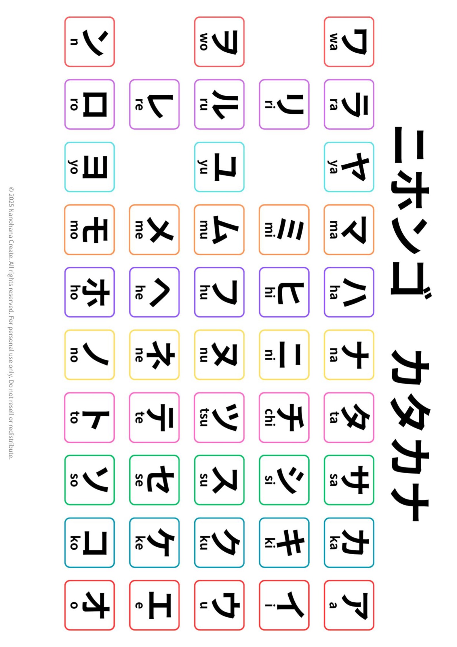 Katakana Coloring Book for Kids Vol.1 – Learn Japanese Alphabet With ...