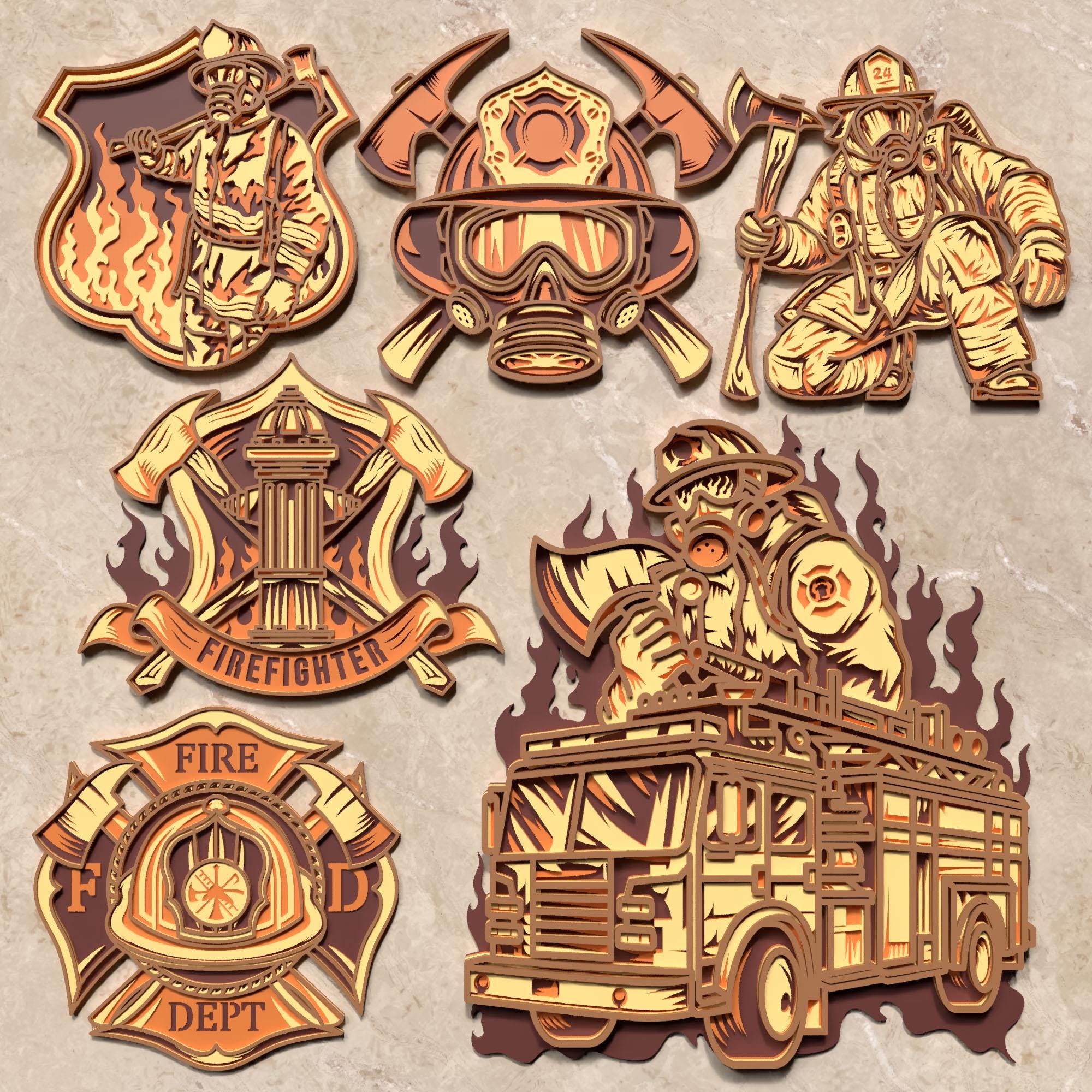 Firefighter SVG Laser Cut Bundle - Fire Dept. Designs - Digital ...