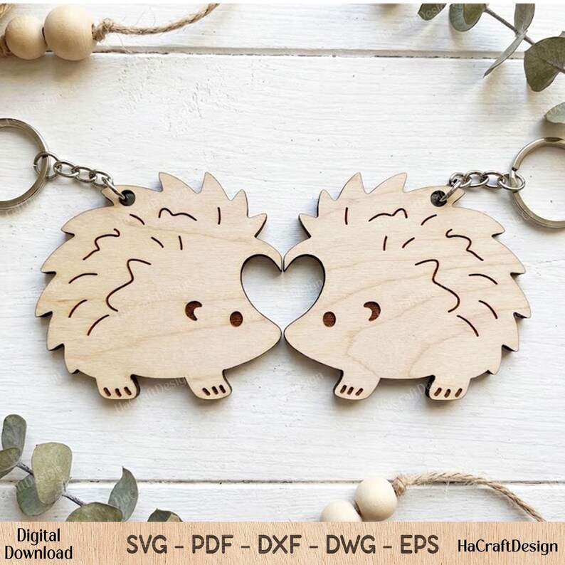 Paquete SVG de llaveros de madera con animales en pareja, archivos ...