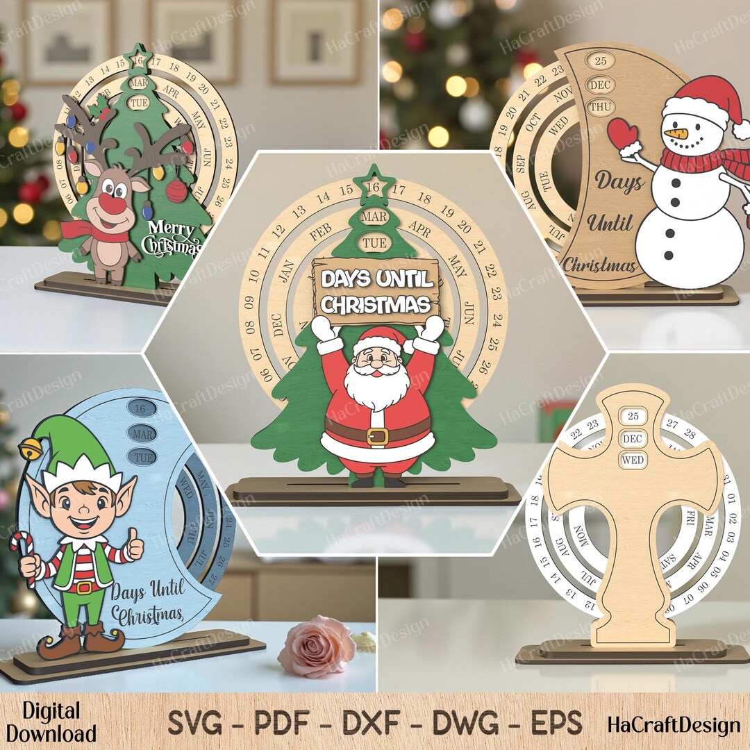 Christmas Countdown Calendar SVG Bundle – Laser Cut Files (digital ...