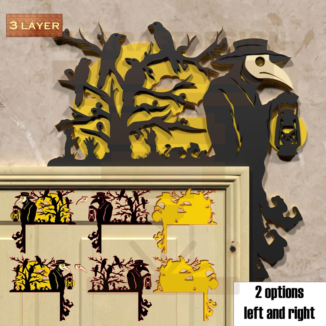 Plague Doctor Door Corner SVG: 3D Layered Halloween Laser Cut File - Etsy