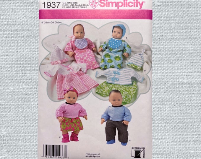 15” Baby Doll Clothes Patterns|sweet|original Simplicity Vintage Doll ...
