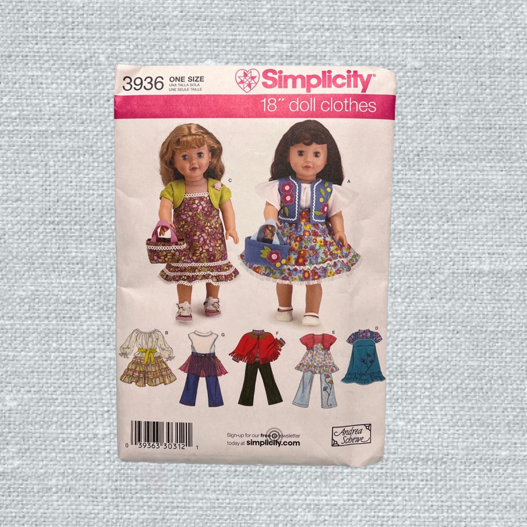 18 Doll Clothes Paper Patternoriginal Simplicity Vintage Doll ...