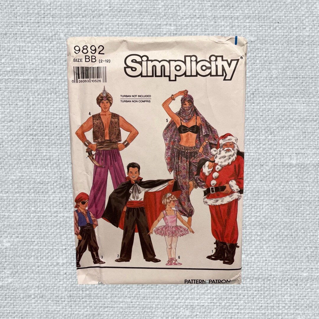 Santa Suit ADULT Costume Pattern|vintage 90 Simplicity|multi Halloween ...