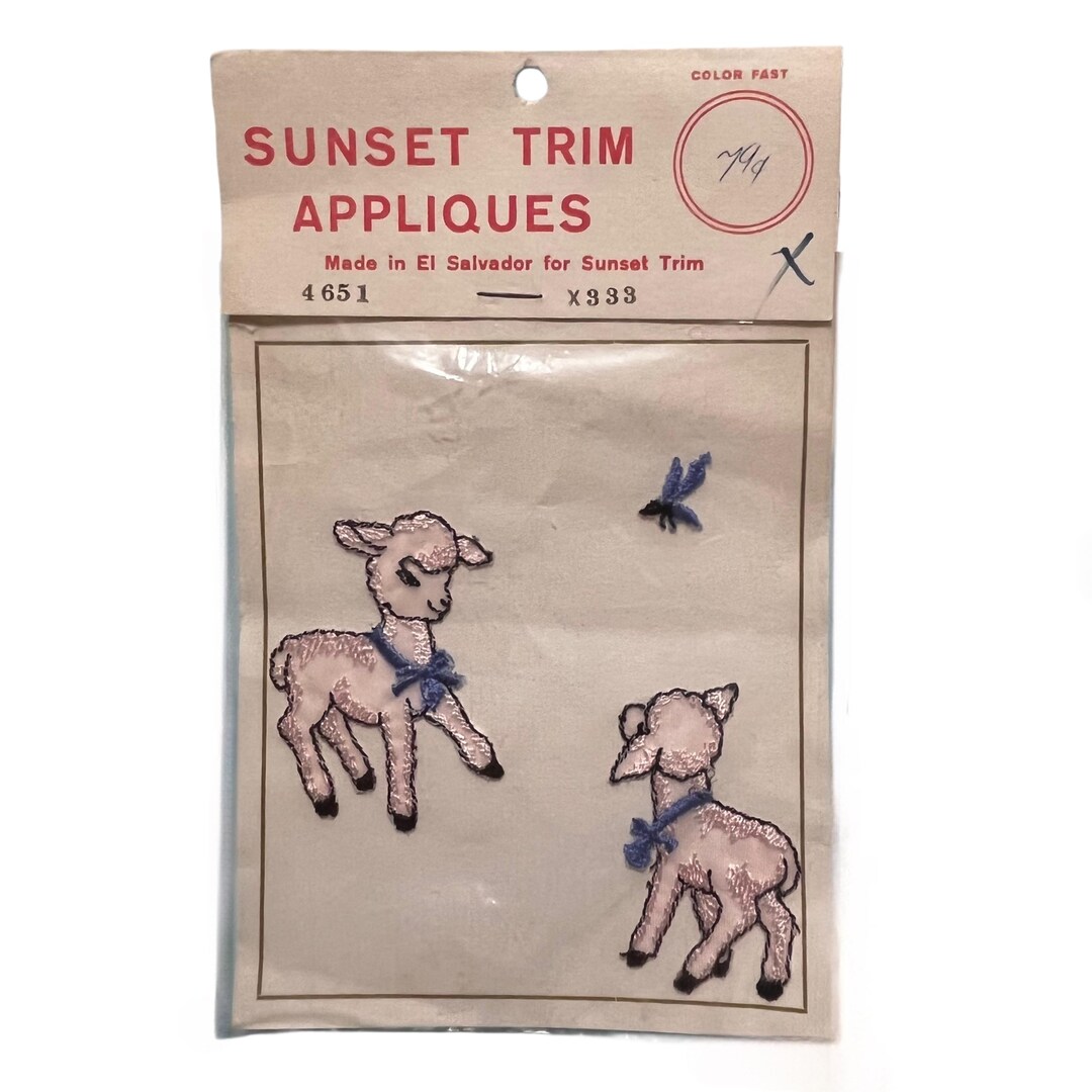 Vintage Baby Lamb Appliqué|mid Century Original|3 Pc|pink Lamb Patch ...