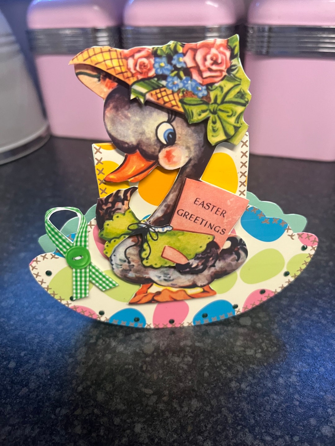 Cute Duck Retro Vintage Easter Card Wobble Style - Etsy