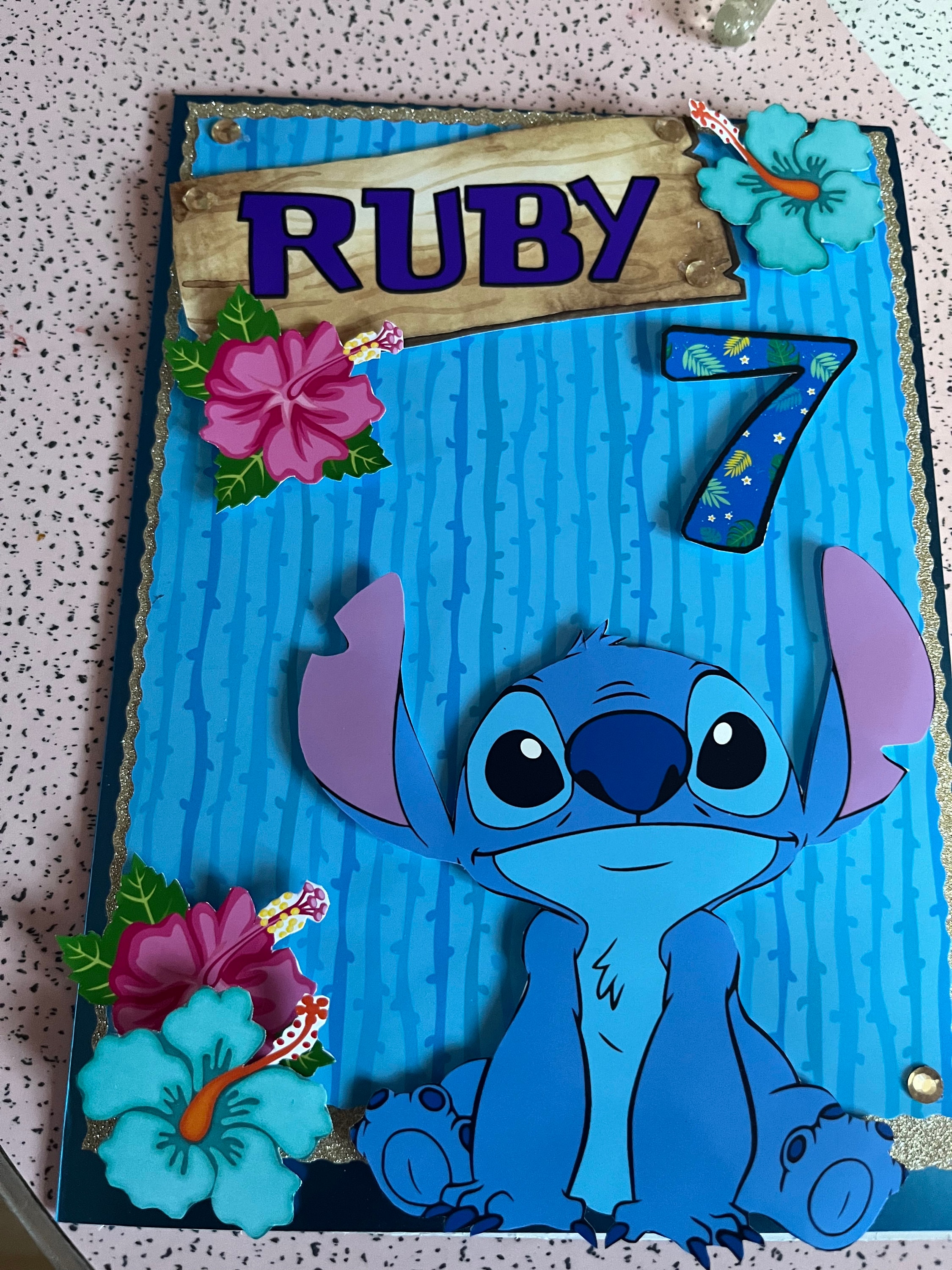 Stitch Personalised Birthday Card - Etsy