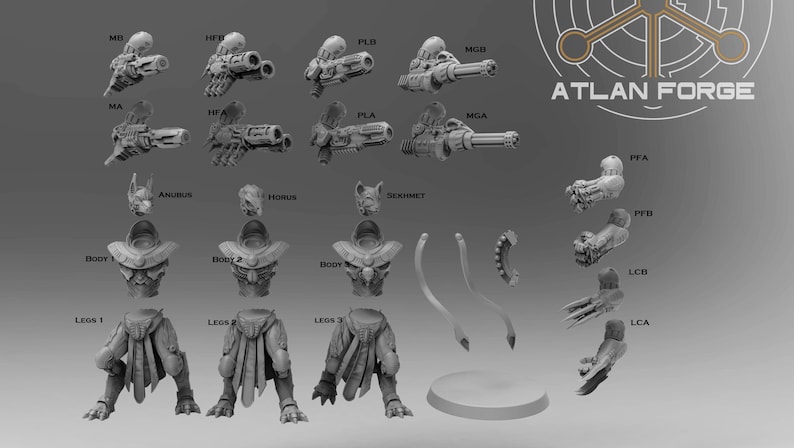 Aegyptian Sentinels (set of 3) | Atlan Forge | Tabletop Wargames 3d ...