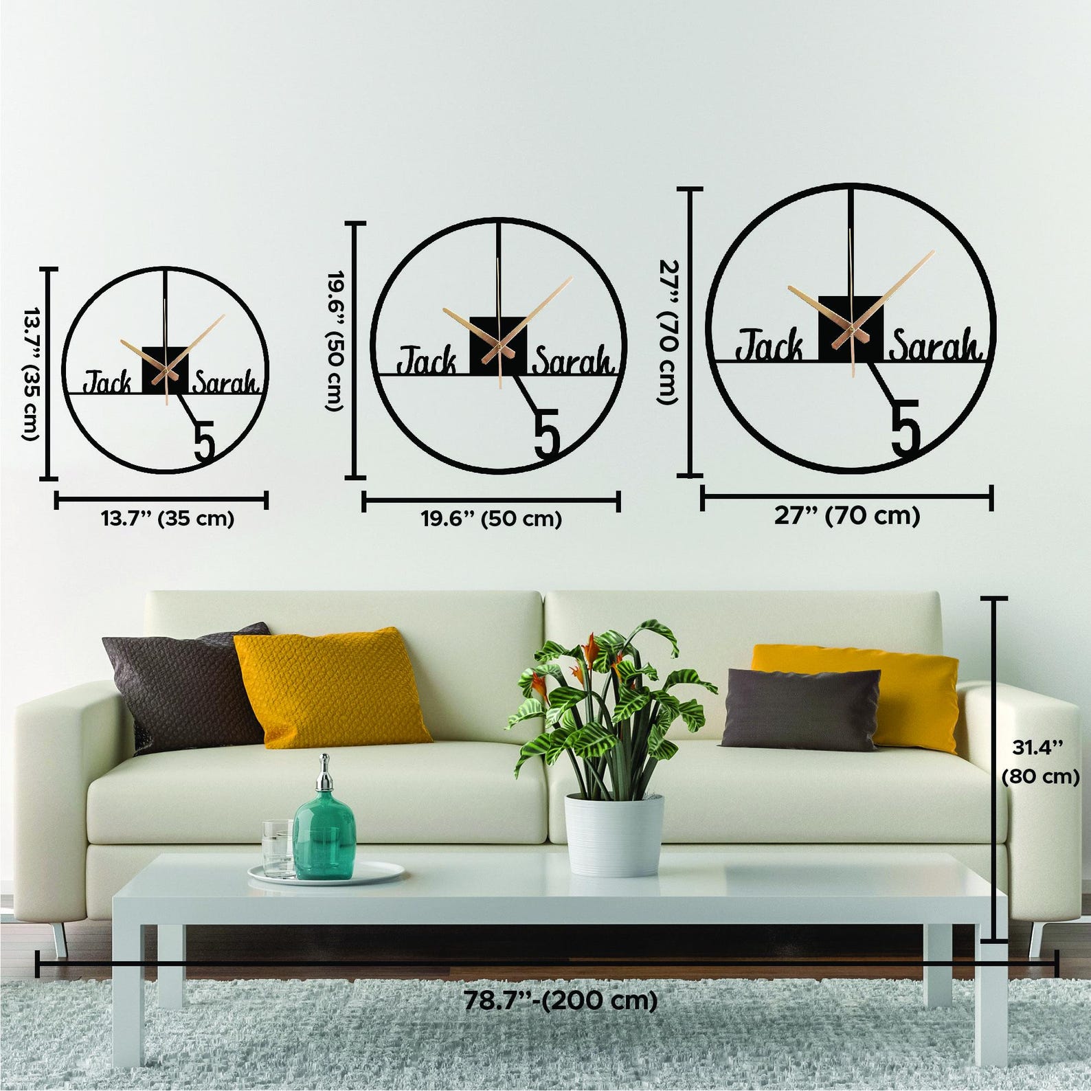 Personalized Custom Name Metal Wall Clock, Couple Clock Gift, Custom ...