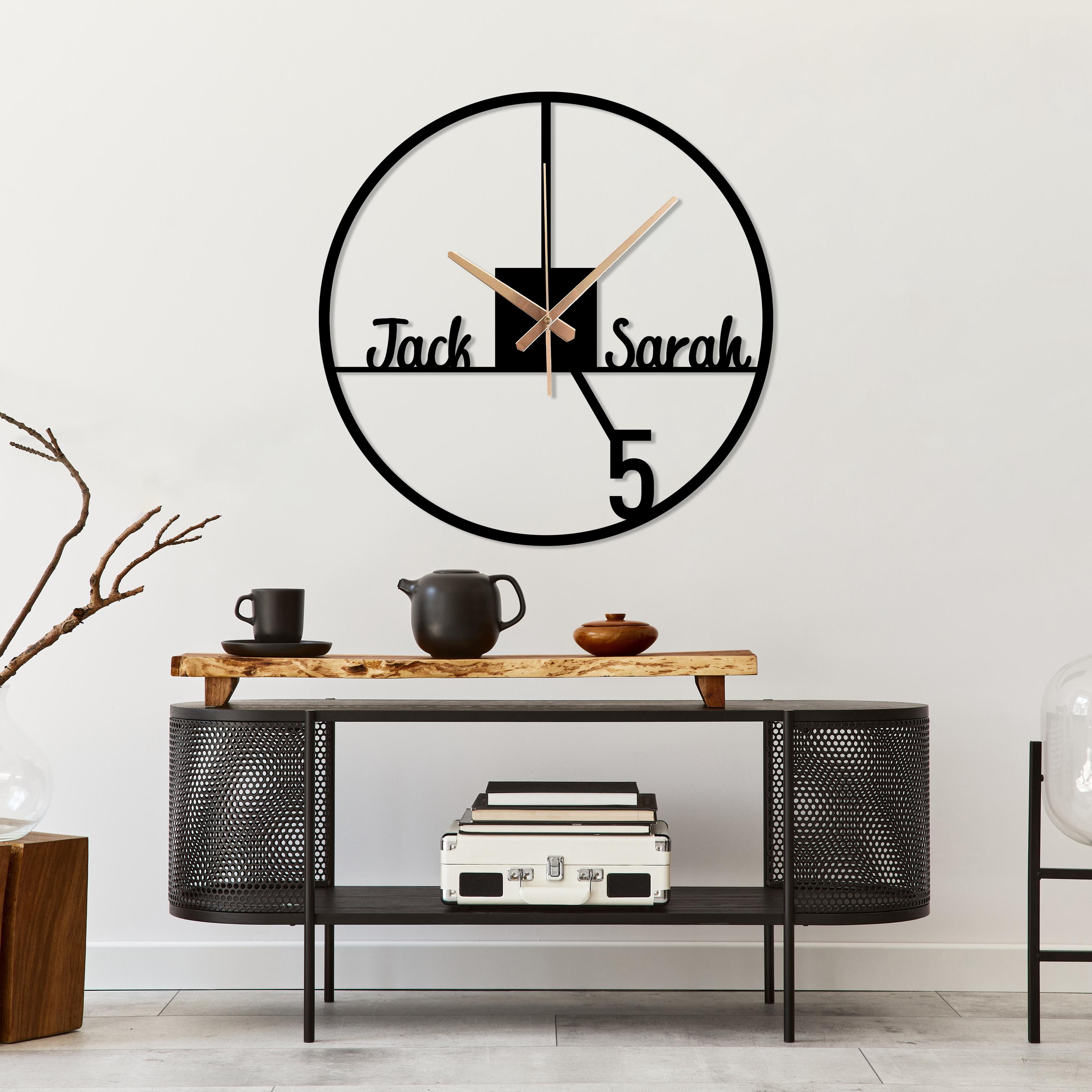 Personalized Custom Name Metal Wall Clock, Couple Clock Gift, Custom ...