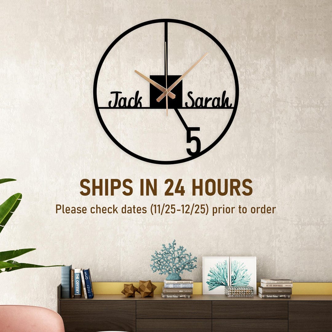 Personalized Custom Name Metal Wall Clock, Couple Clock Gift, Custom ...