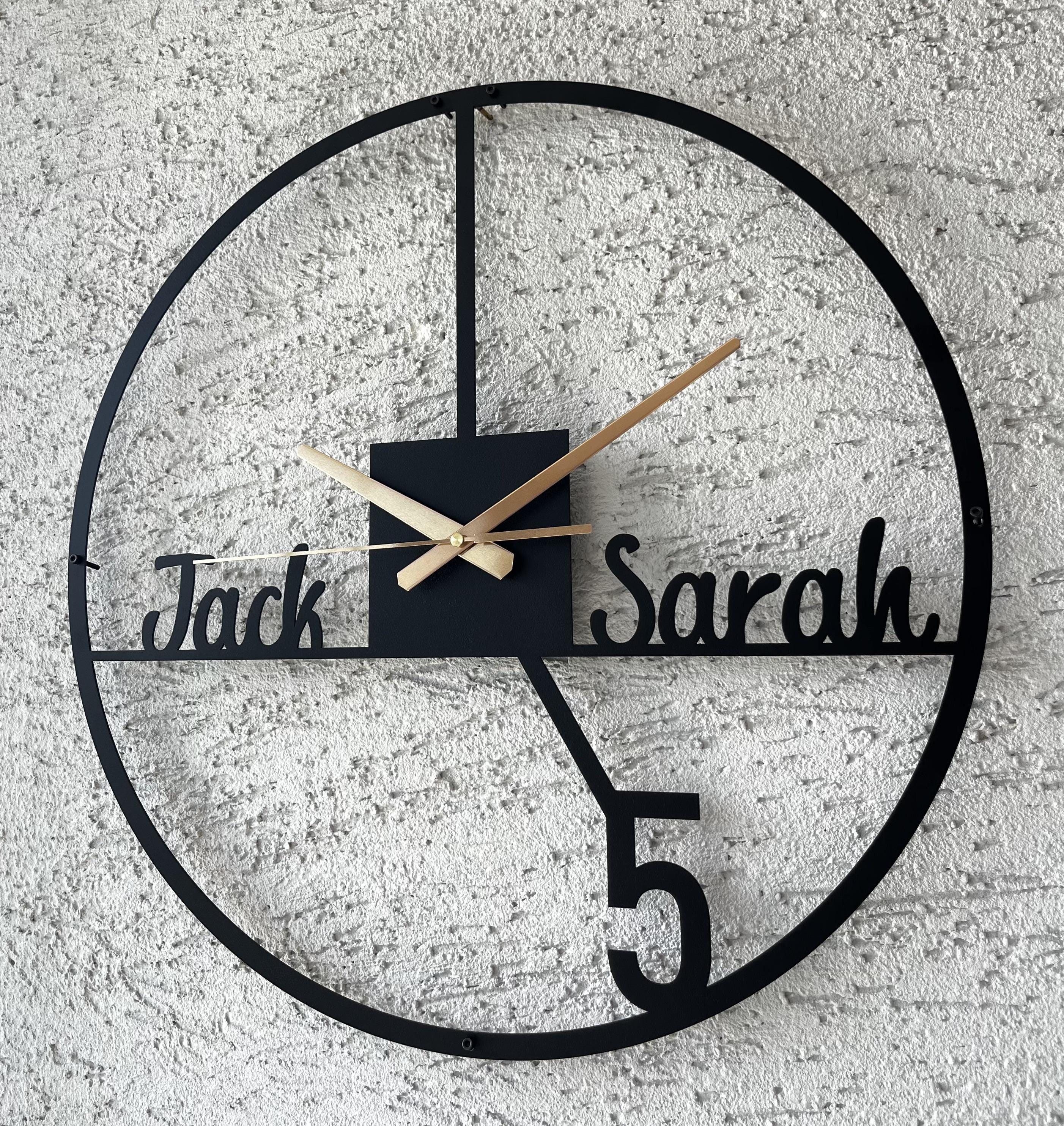 Personalized Custom Name Metal Wall Clock, Couple Clock Gift, Custom ...