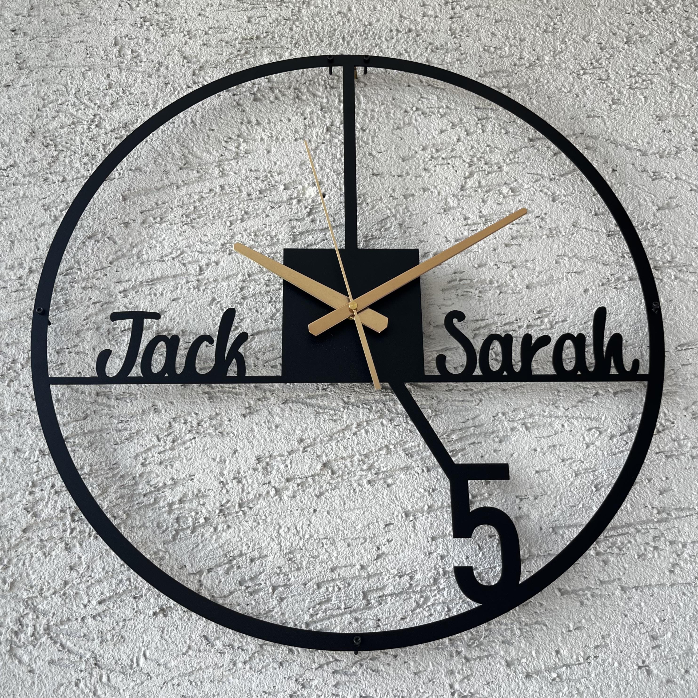 Personalized Custom Name Metal Wall Clock, Couple Clock Gift, Custom ...