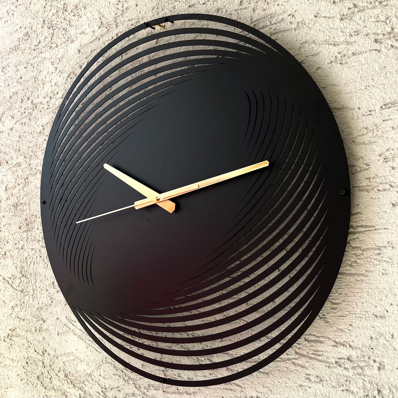 Abstract Metal Wall Clock, Illusion Clock Gift, Silent Black Modern ...