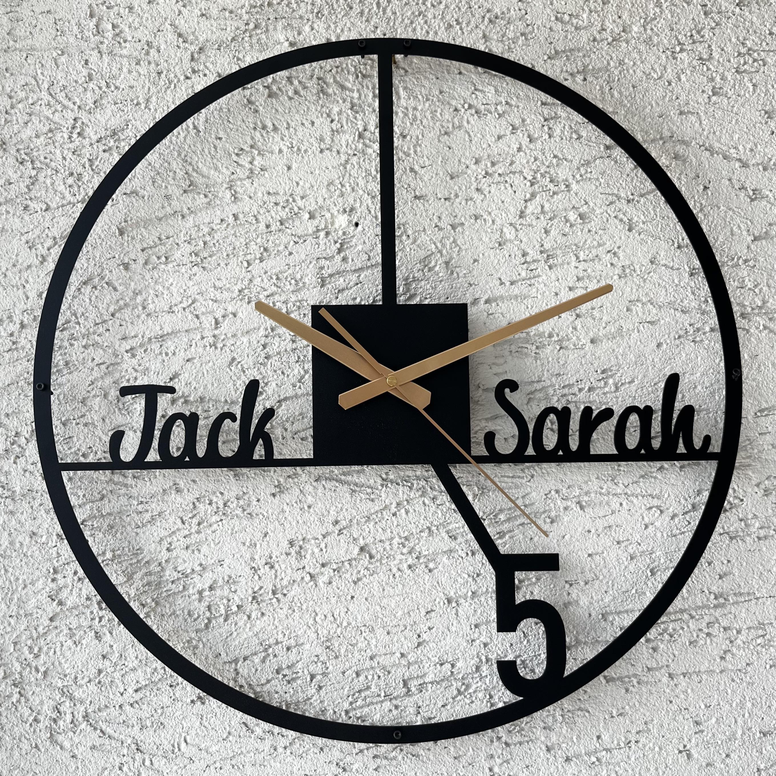 Personalized Custom Name Metal Wall Clock, Couple Clock Gift, Custom ...