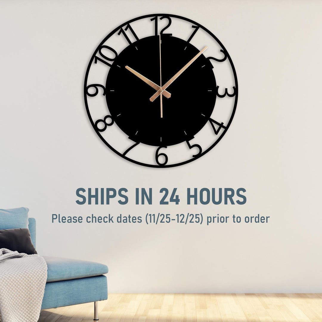 Modern Latin Numeral Metal Wall Clock, Living Room Clock Gift ...
