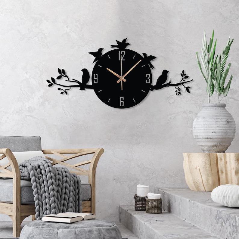 Birds Metal Wall Clock, Flying Bird Clock, Birds Lover Gift, Oversized ...