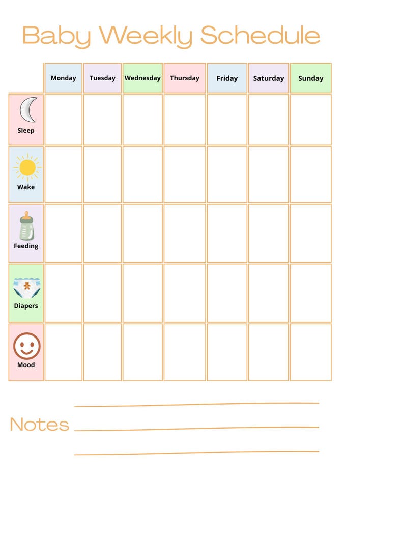 Baby Daily Schedule,printable Baby Planner Pdf,newborn Routine,infant ...