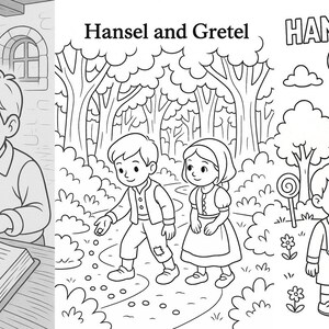 Hansel and Gretel Coloring Book for Kids | Fairy Tale Coloring Pages ...