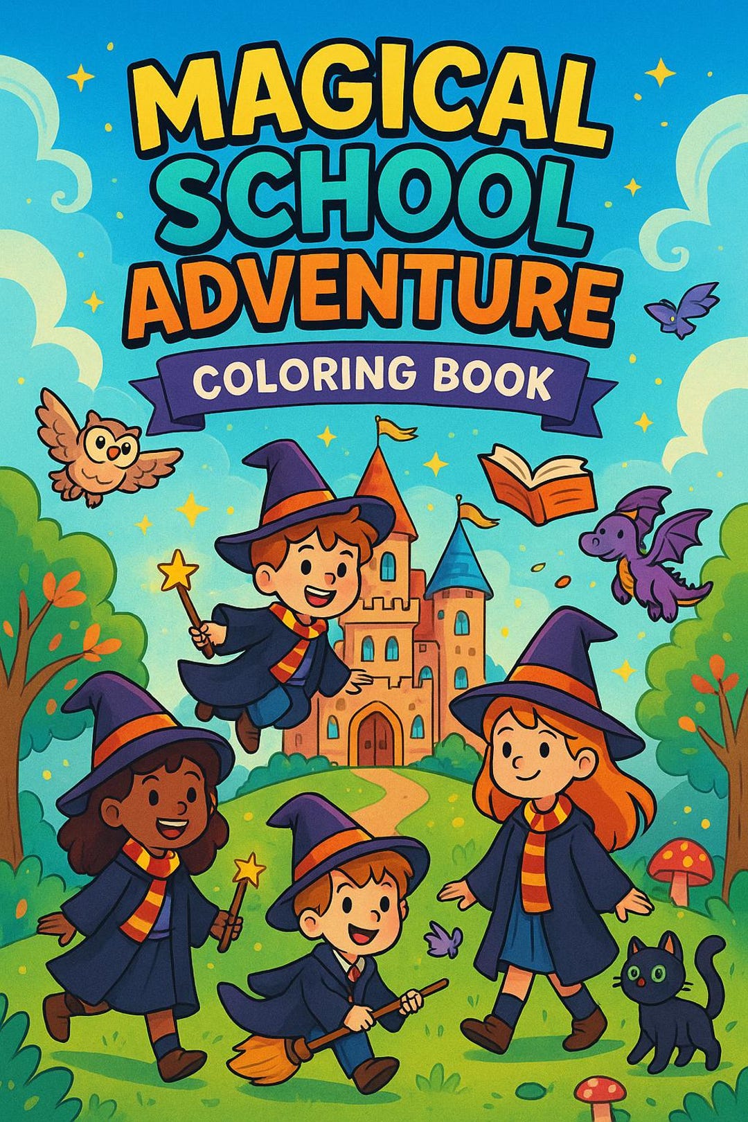 Kids Printable Coloring Book – Magical School Adventures – 20 Pages ...