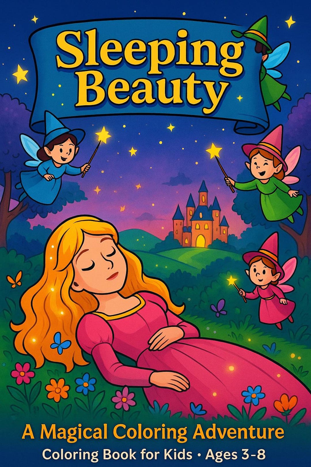 Sleeping Beauty Coloring Book – 20 Printable A4 Pages for Kids – Fairy ...