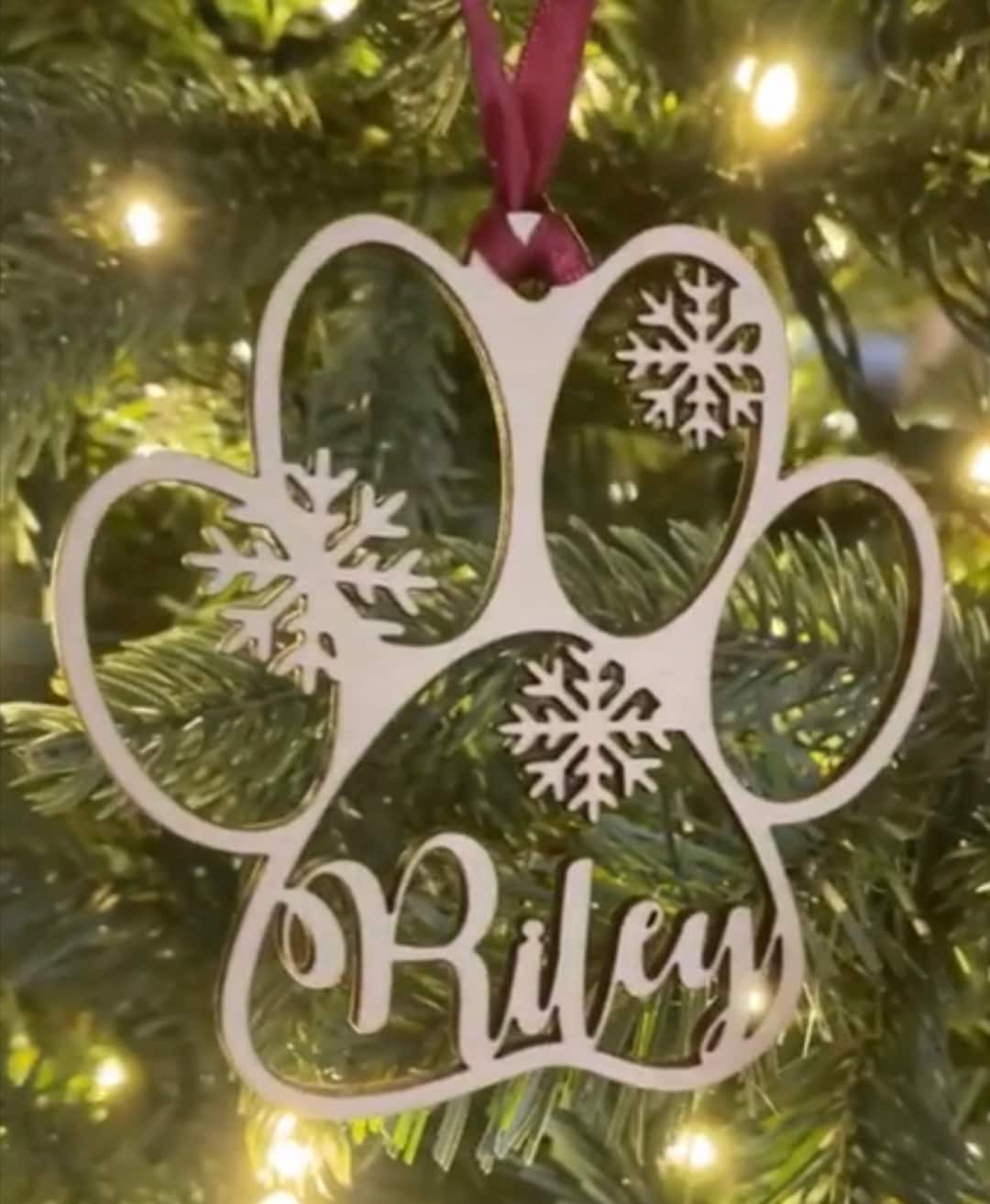 Wooden Laser Cut Paw Print Ornament - Etsy