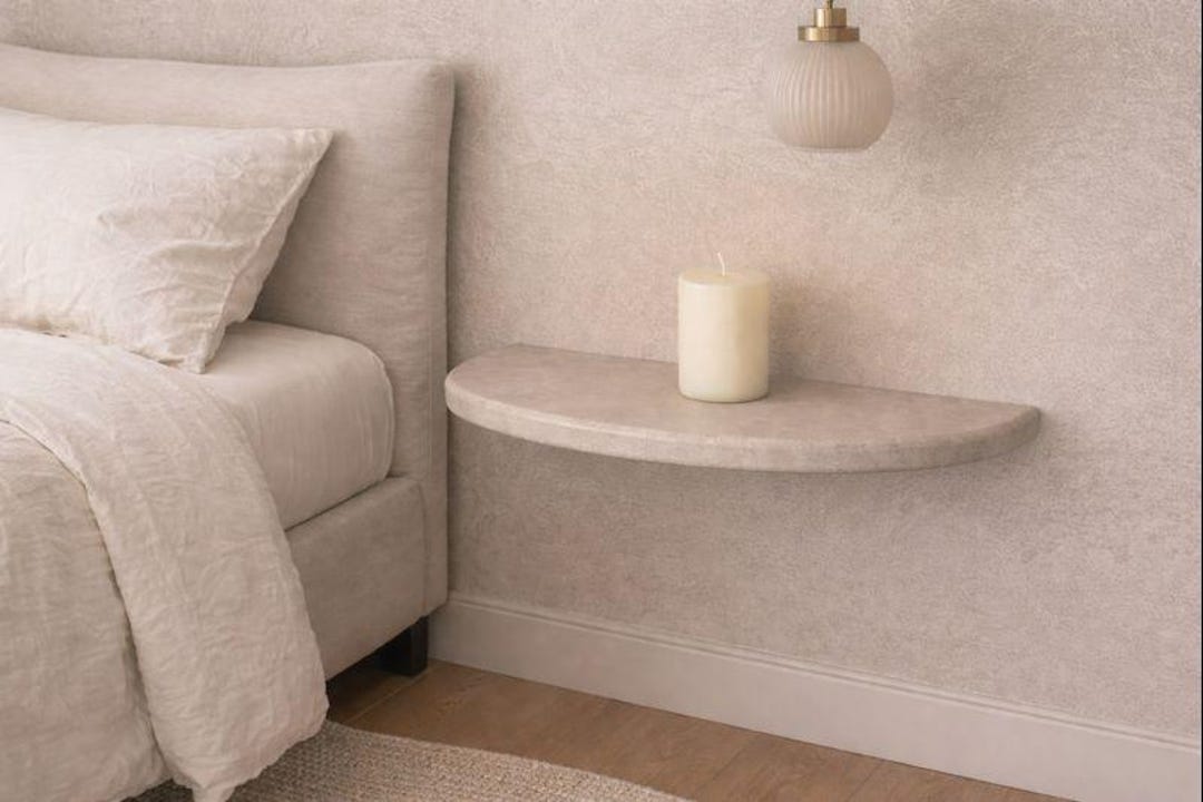 Microcement Floating Half Circle Floating Wall Shelf - Etsy