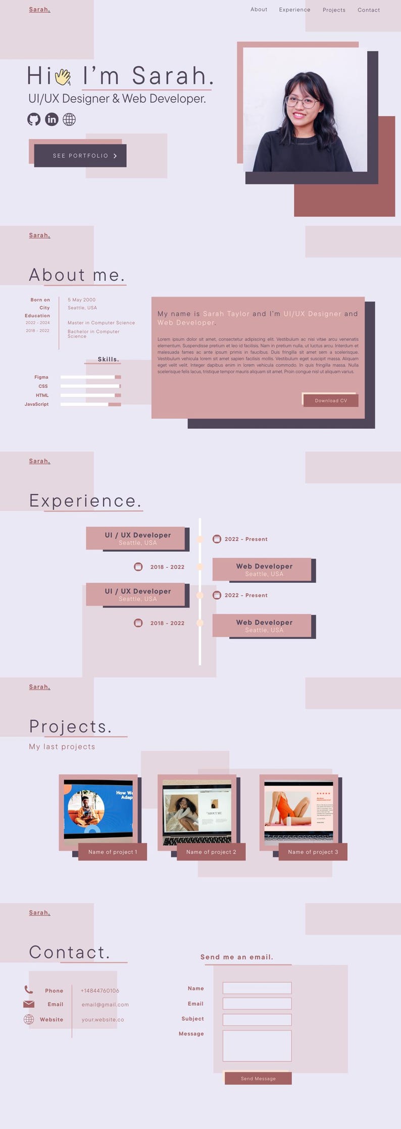 Personal Portfolio Website Template for Canva – Modern Minimalist ...
