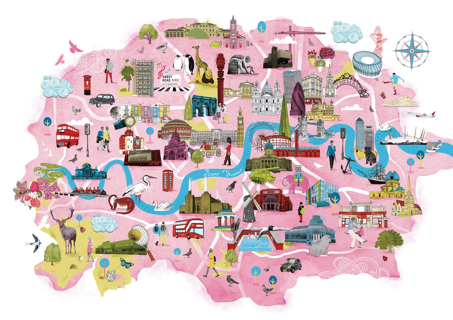 Illustrated Map of London | Hand Drawn Map | London Travel Print ...