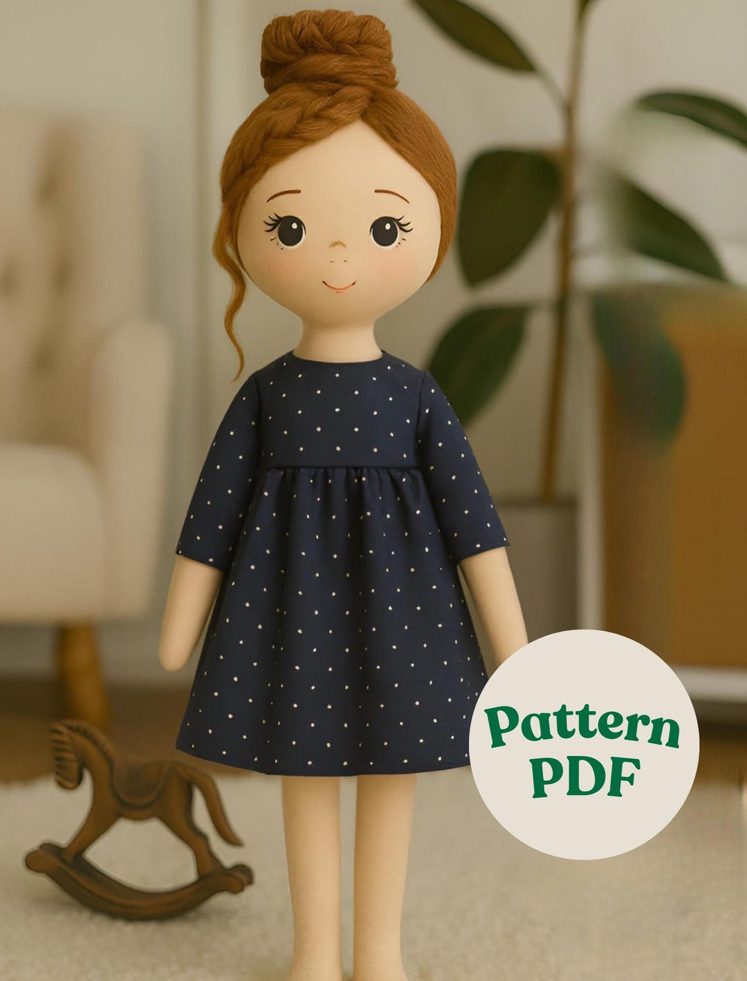 Maya Doll Sewing Pattern | 35 Cm Cloth Doll With Dress (PDF Template ...