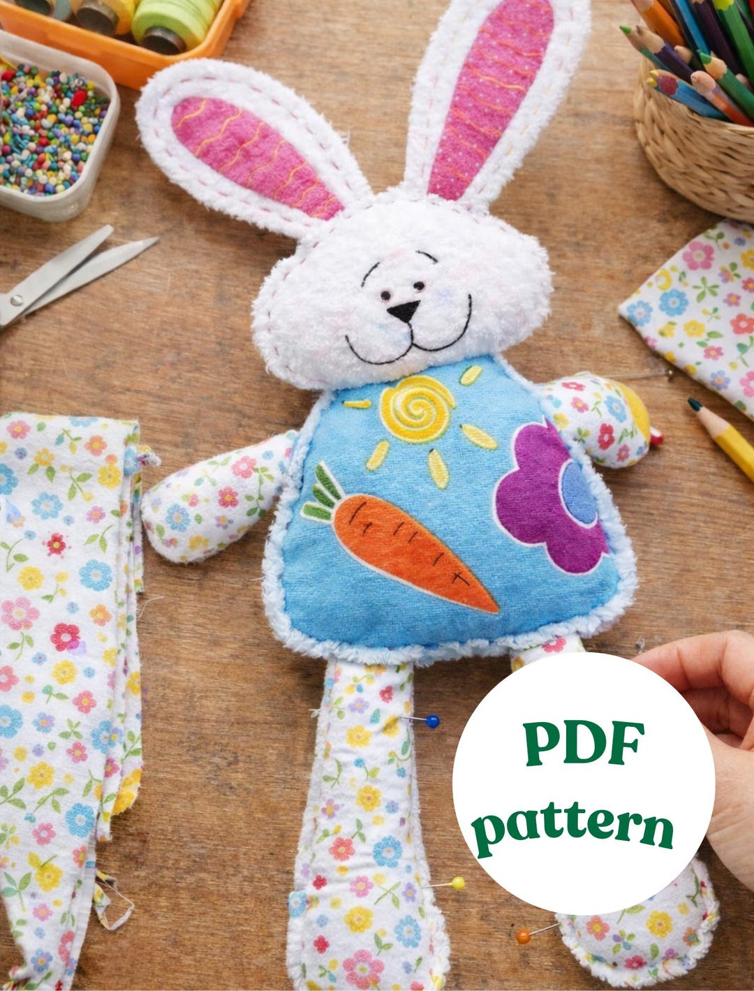 Plush Easter Bunny Sewing Pattern | 30cm Handmade Stuffed Animal (PDF ...