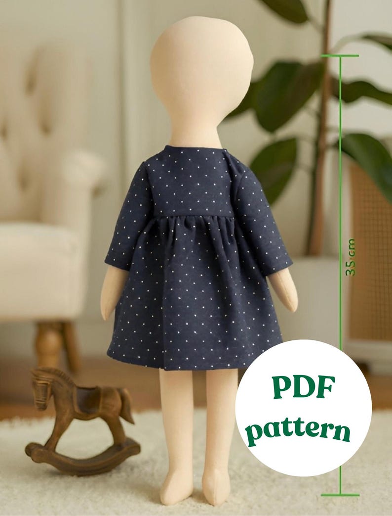 Maya Doll Sewing Pattern | 35 Cm Cloth Doll With Dress (PDF Template ...