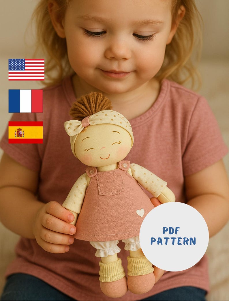 Tilda-style Cloth Doll Pattern | 32-35 Cm Soft Doll Sewing Template ...