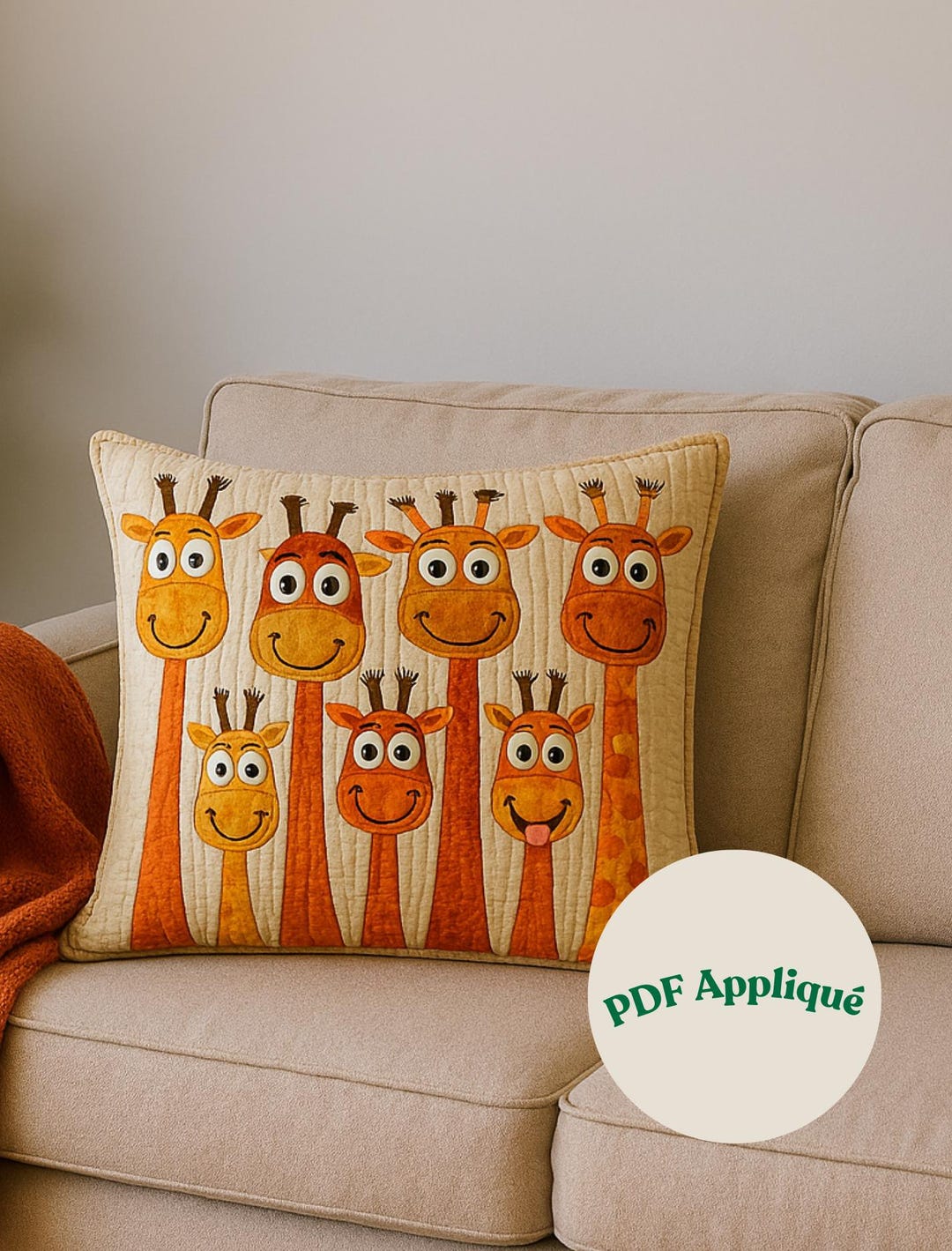 Giraffe Appliqué Pattern • DIY Animal Quilt Block (PDF Pattern A4 Size ...