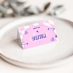 Y2K Birthday Table Name Card Template: Neon Pink & Blue (digital ...