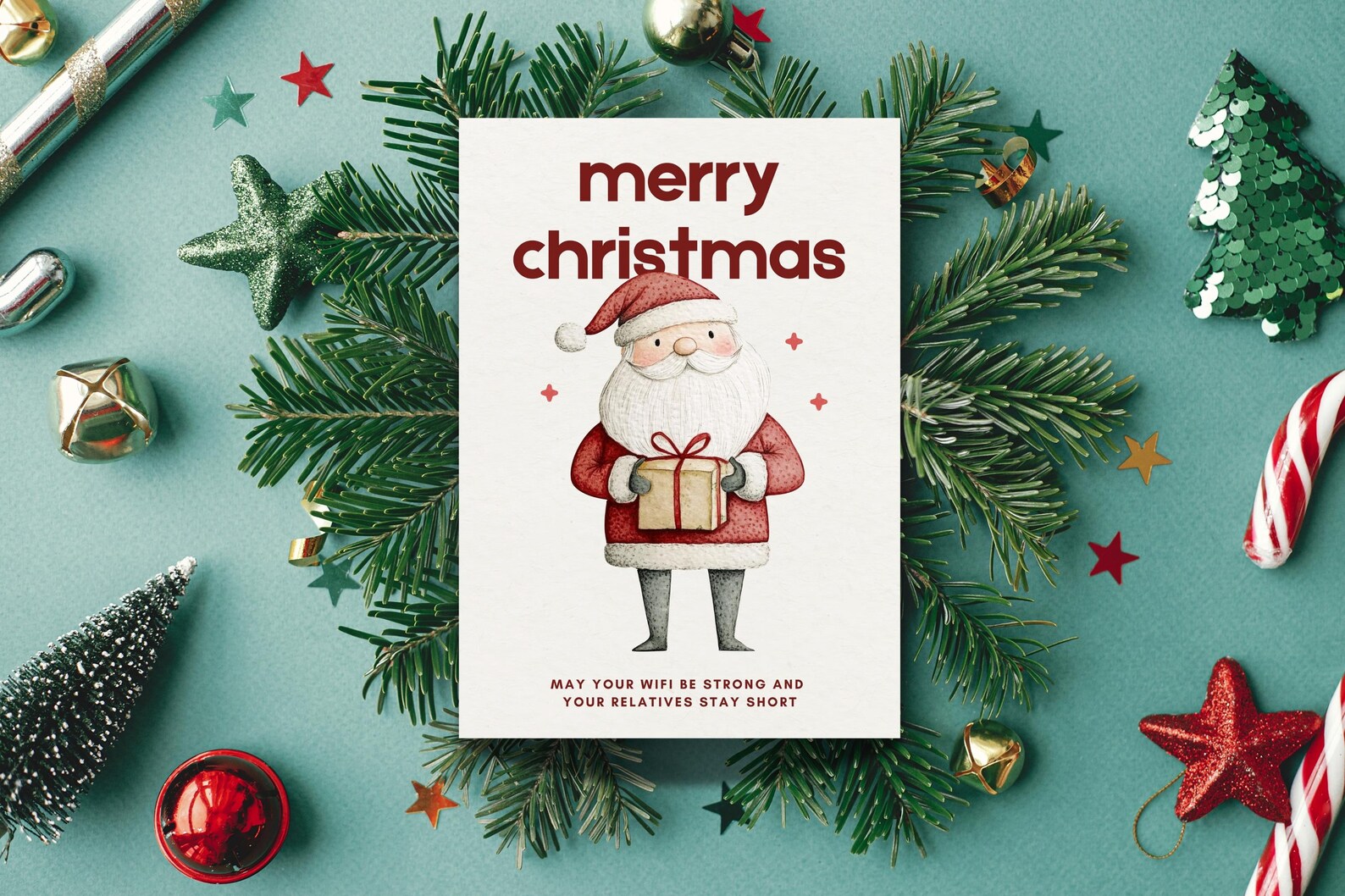 Editable - Printable & Digital Greeting | Classic Red Santa Christmas ...