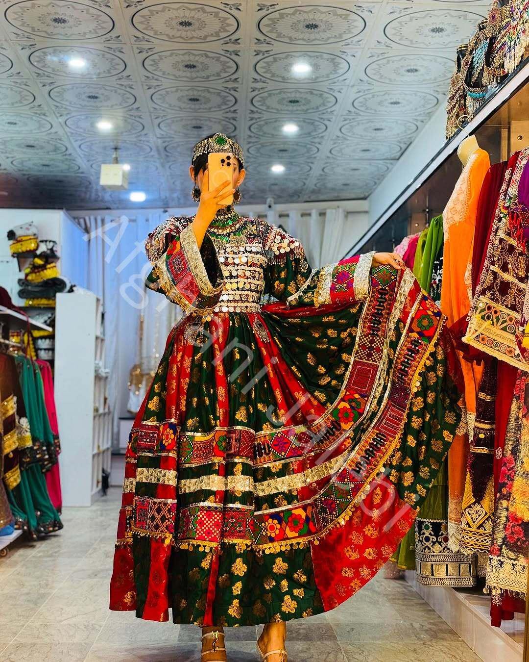 Elegant Afghan Traditional Dress – Jamawar Fabric With Handcrafted ...