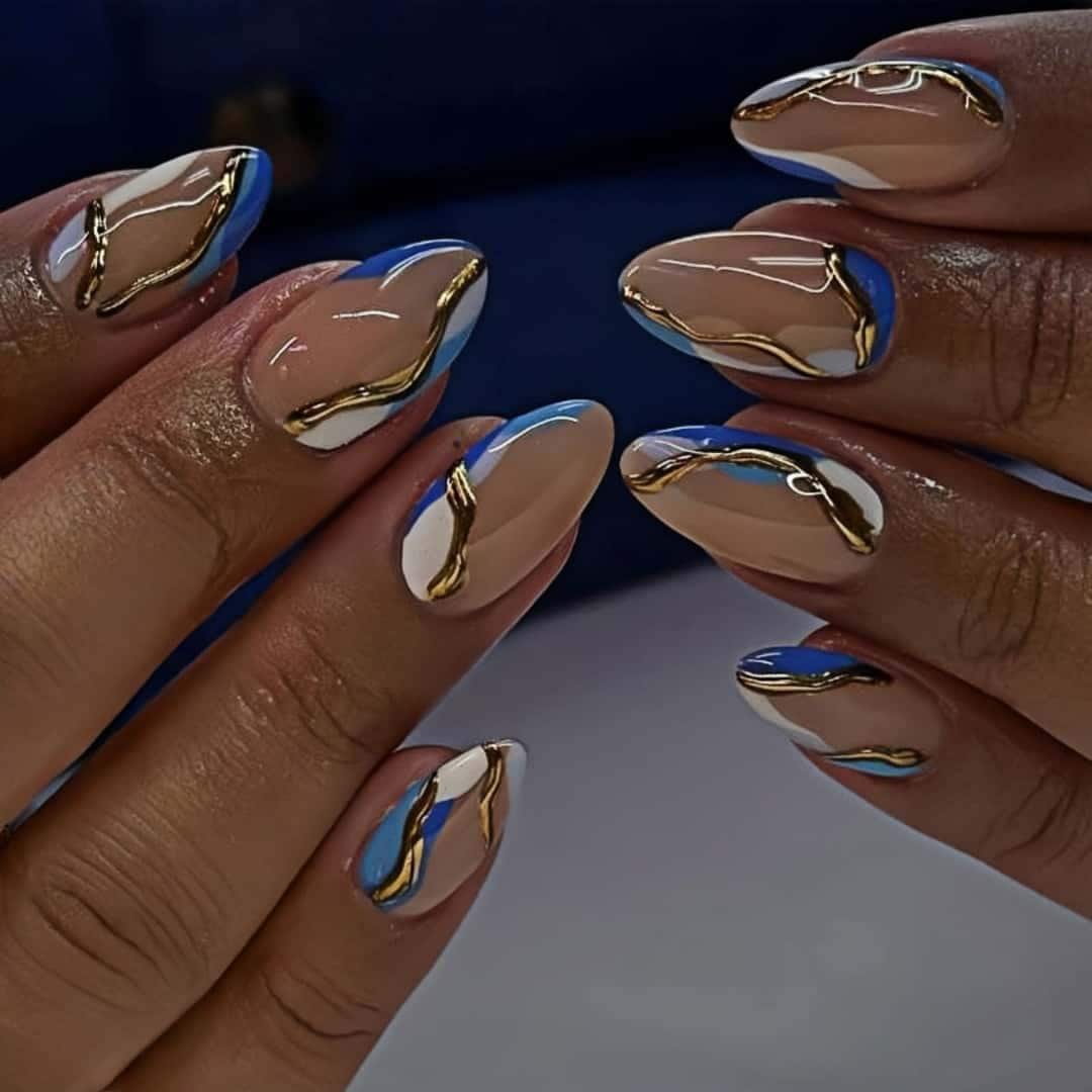 Minimalist Line Art Press on Nails: 3D Long Almond Acrylic Nails - Etsy