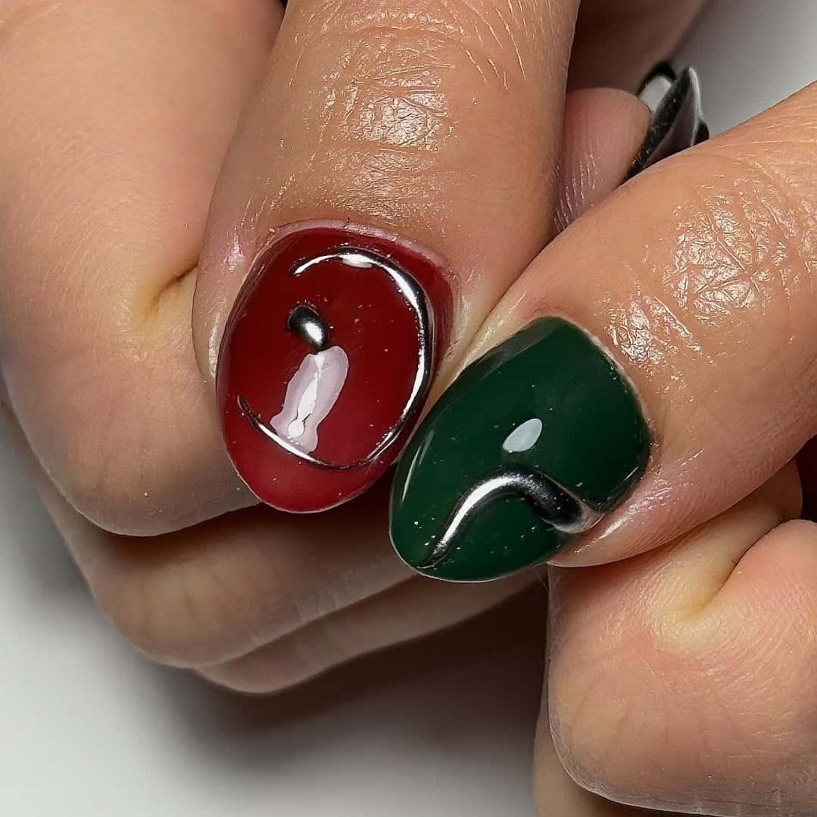 Minimalist Line Art Press on Nails: Long Almond Acrylic, Hand Painted ...