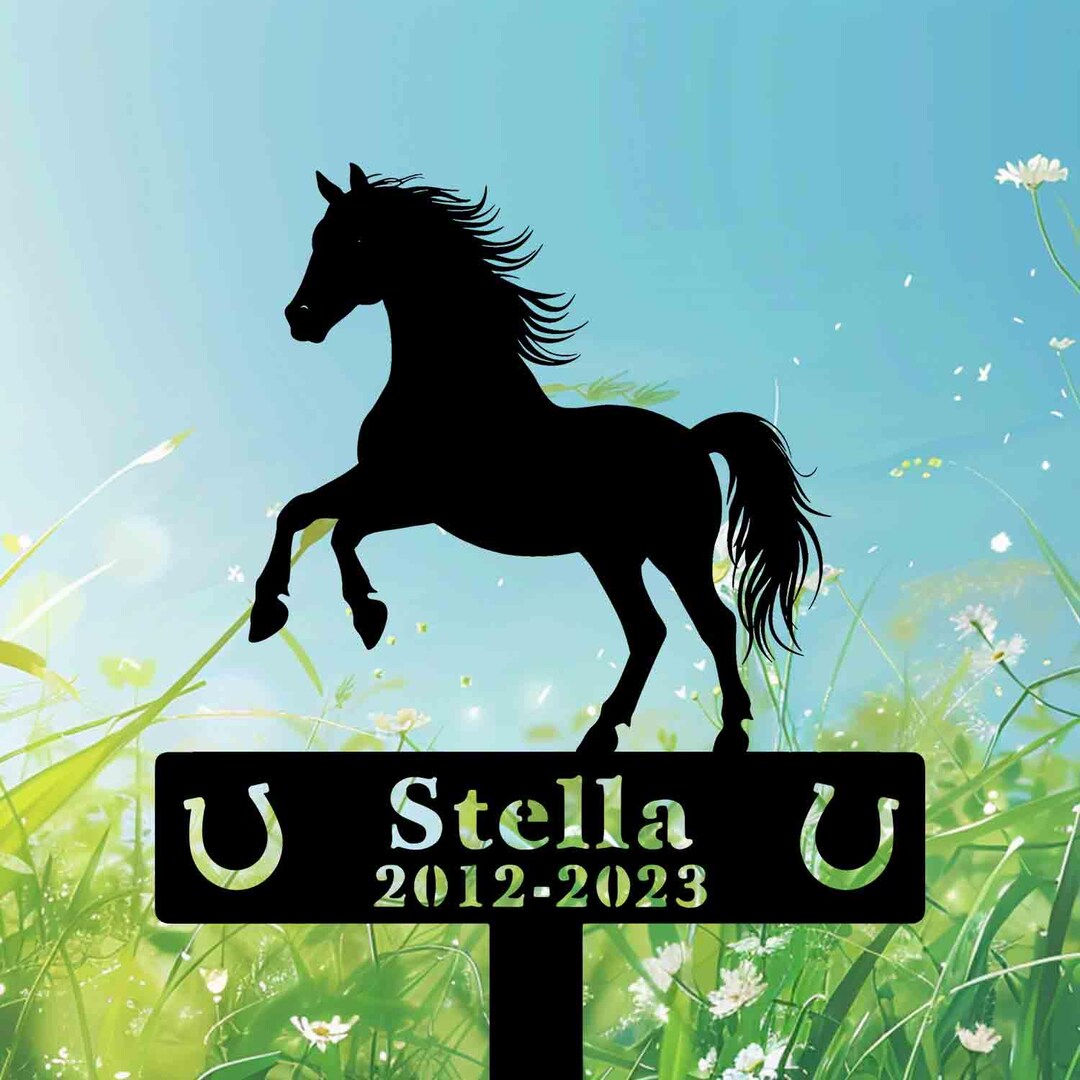 Custom Pony Horse Memorial Sign, Pony Horse Rearing Grave Marker ...